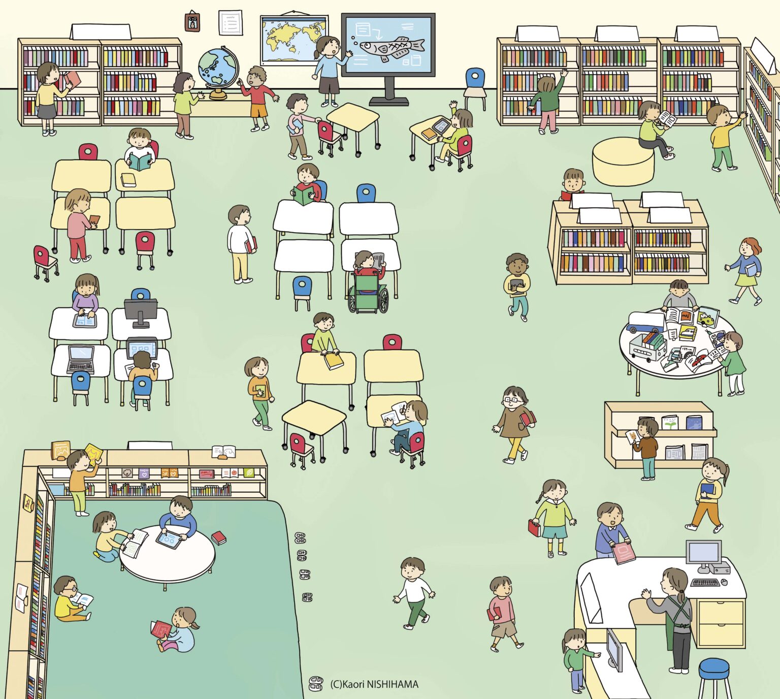 としょかんへ いこう – 絵本 児童書 イラスト おはなし ニシハマカオリ